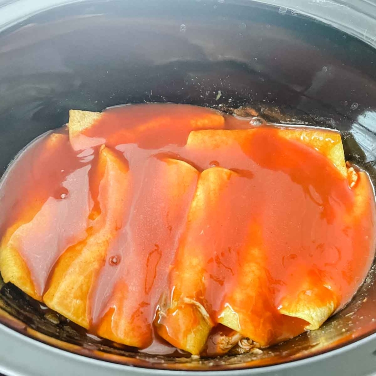 Chicken Slow Cooker Enchiladas - Two Cloves Kitchen