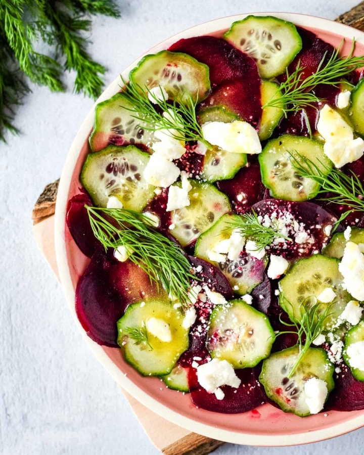 Beet Cucumber Salad with Feta and Dill - Two Cloves Kitchen