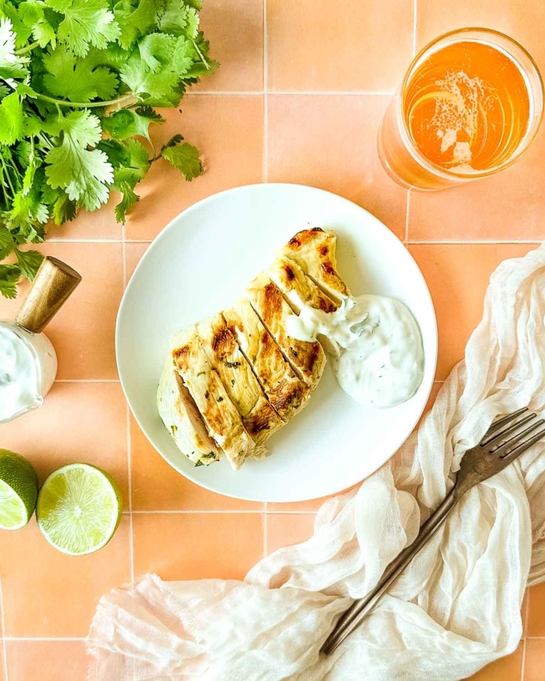 Grilled Chicken with Cilantro Crema - Two Cloves Kitchen