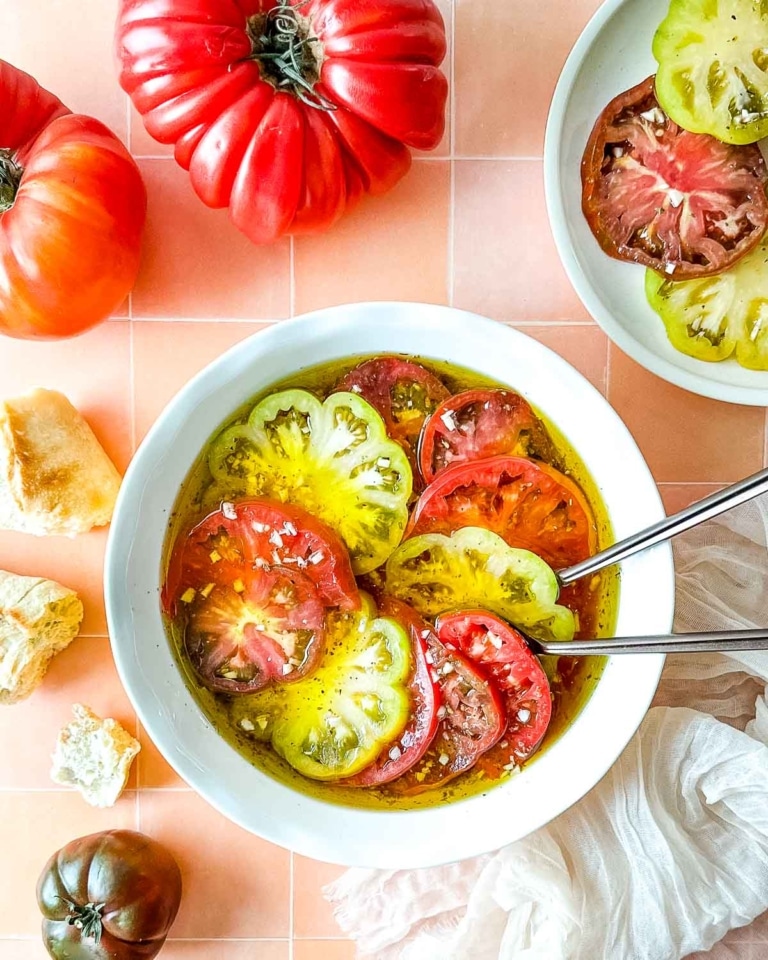 Marinated Heirloom Tomatoes - Two Cloves Kitchen