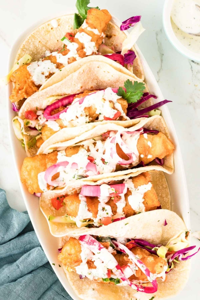 Crispy Beer-Battered Fish Tacos - Two Cloves Kitchen