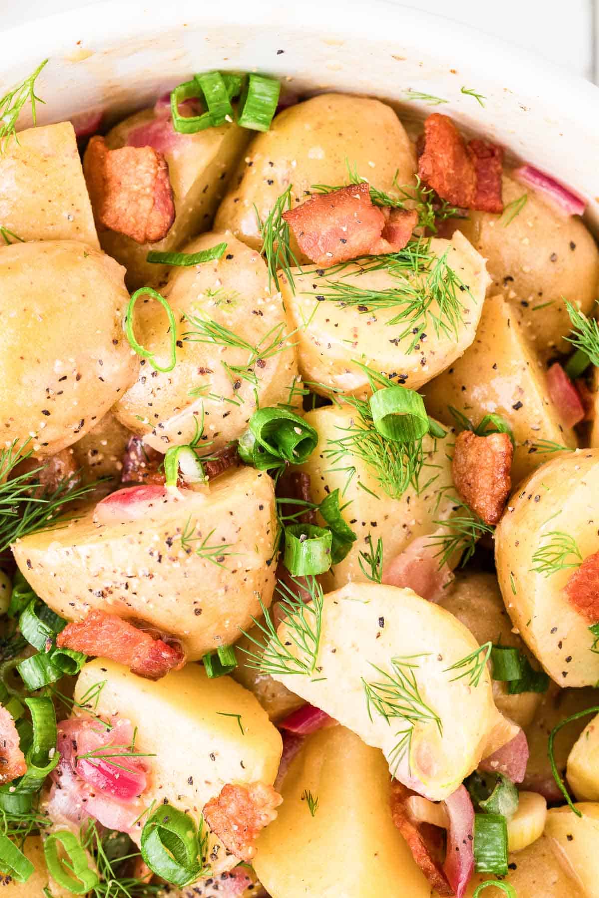 Authentic Bavarian Potato Salad with Bacon - Two Cloves Kitchen