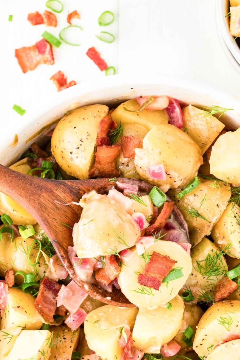 Authentic Bavarian Potato Salad with Bacon - Two Cloves Kitchen